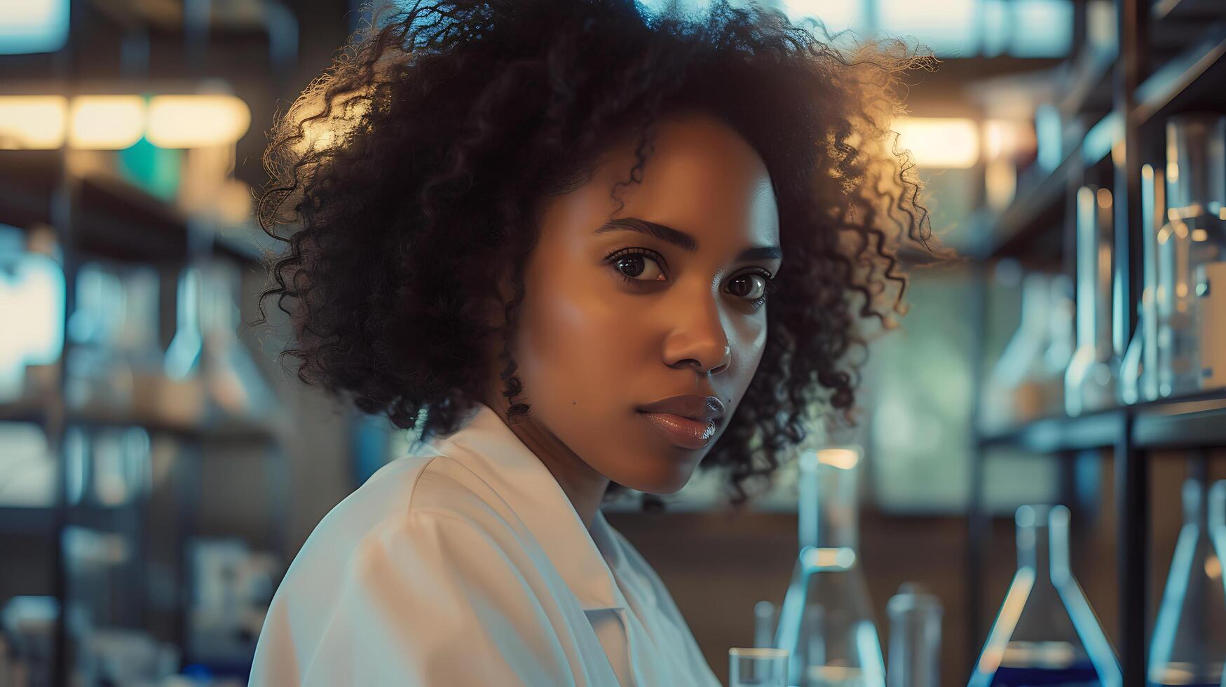 Ai Generated Female Scientist Delving Into Microscopic Research In