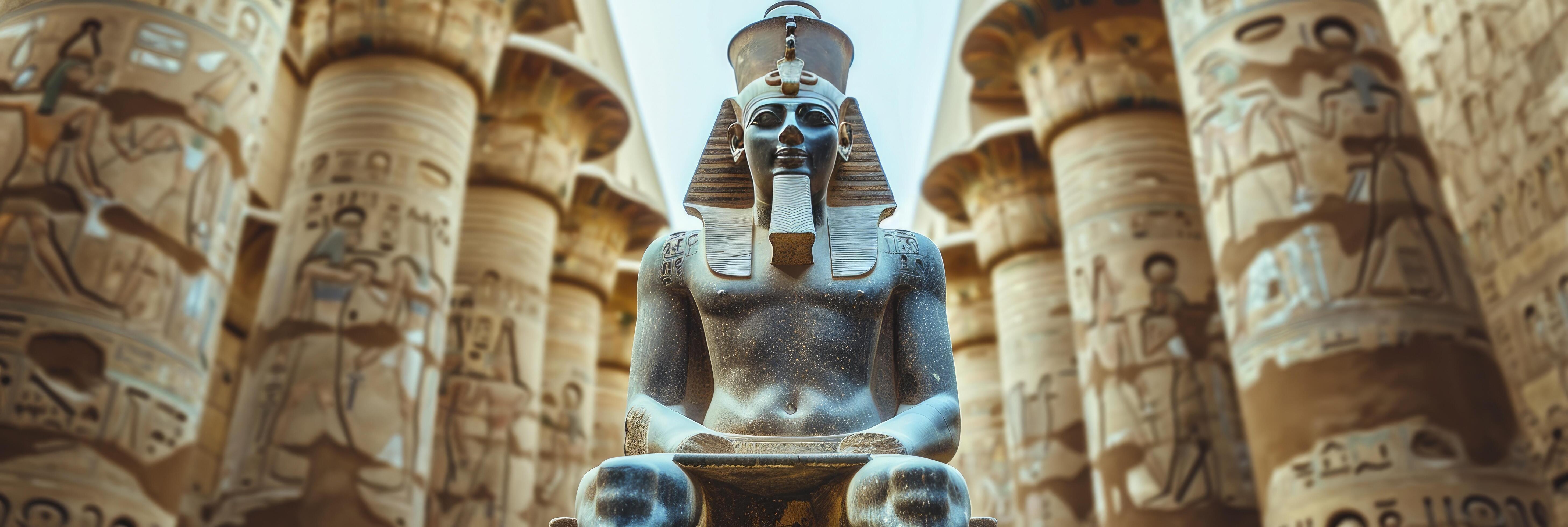 AI generated A statue of an egyptian pharaoh located outside temple in ...
