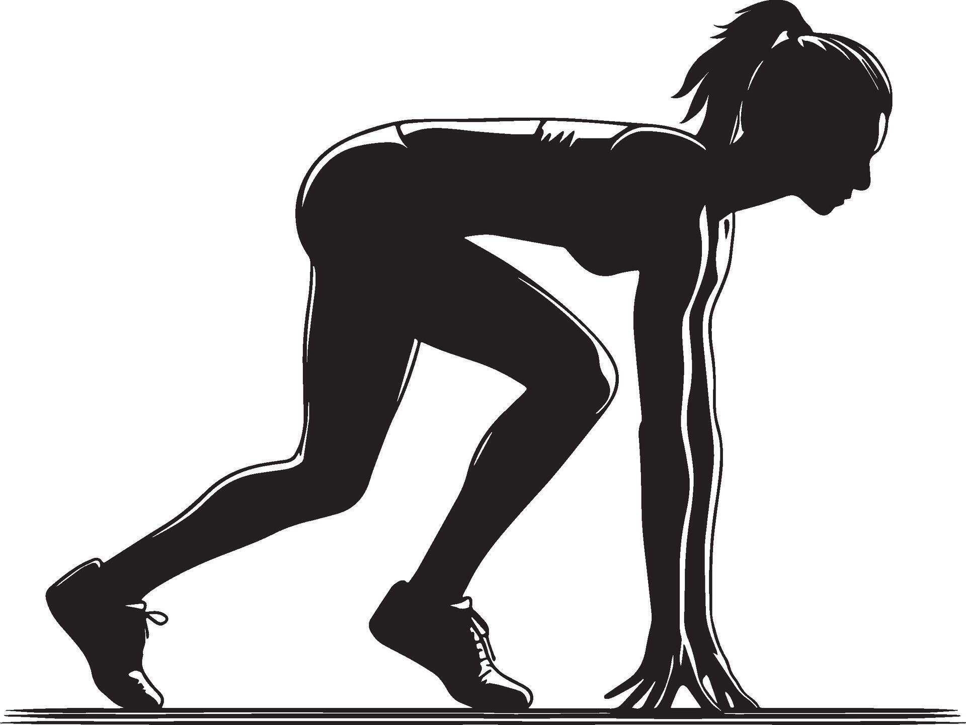 Female Runner Crouch Start Silhouette. 40813365 Vector Art at Vecteezy