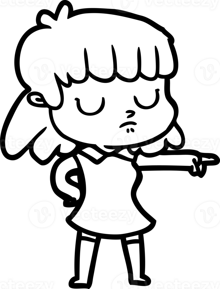 cartoon indifferent woman pointing icon 40820399 PNG