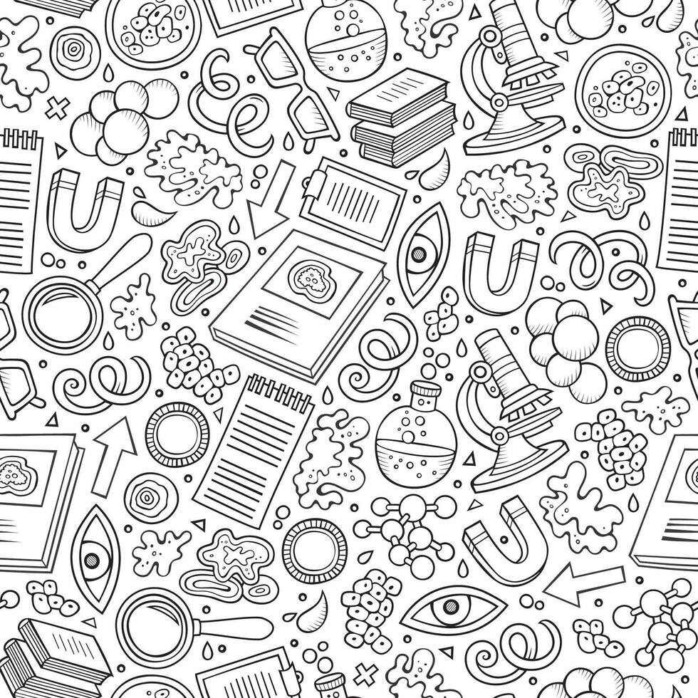 Cartoon cute hand drawn Science seamless pattern 40821865 Vector Art at ...