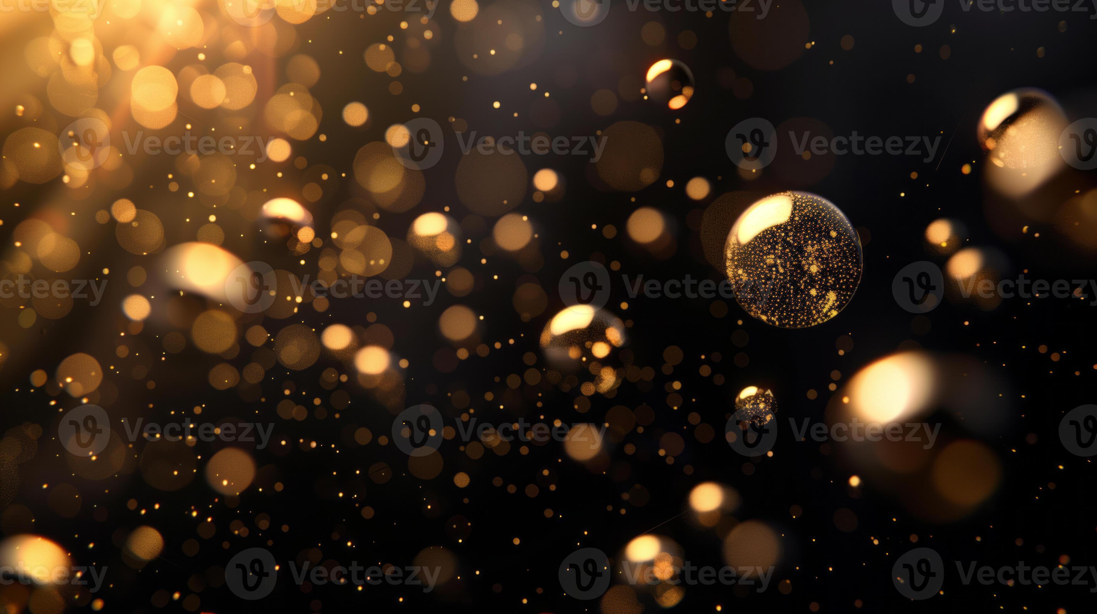 AI generated Abstract gold particles of liquid Glowing orbs background ...