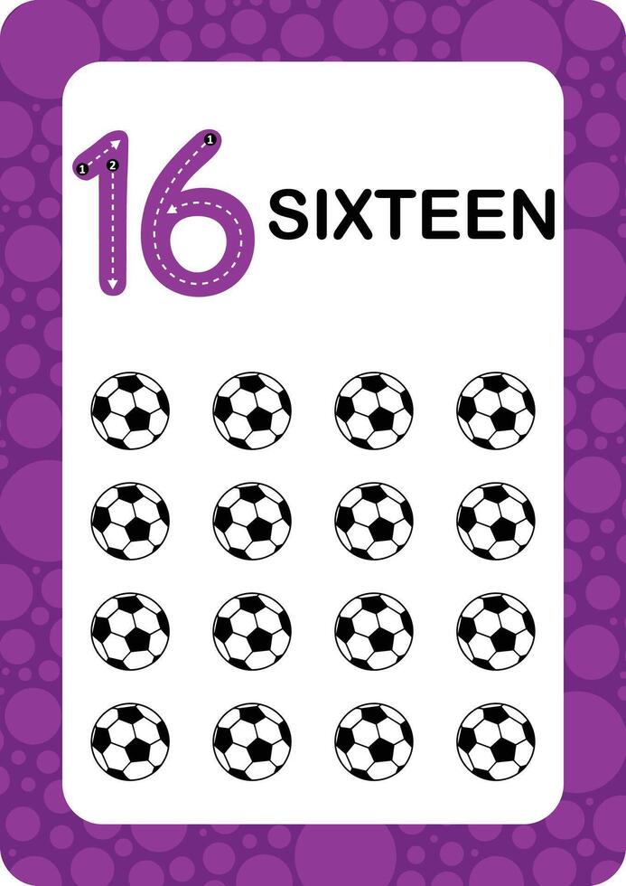 Numbers Flashcards. Number Seventeen Educational math card for children. Learn Counting numbers ...