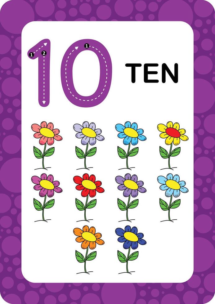 Numbers Flashcards. Number Seventeen Educational math card for children. Learn Counting numbers ...