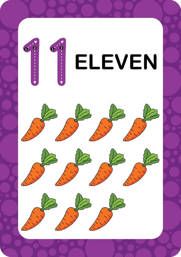 Numbers Flashcards. Number Seventeen Educational math card for children. Learn Counting numbers ...