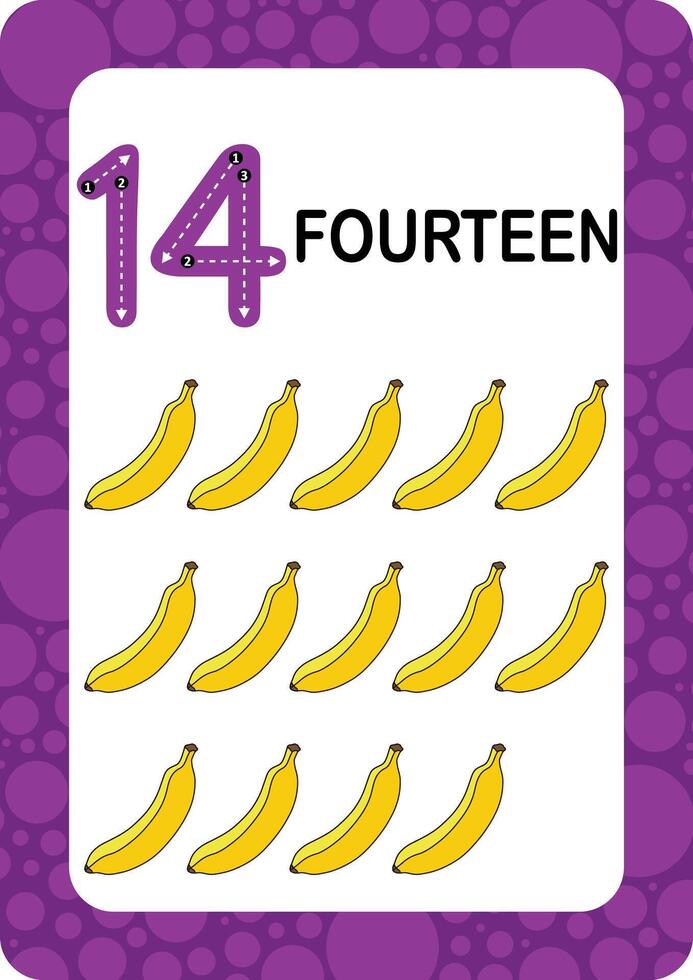 Numbers Flashcards. Number Seventeen Educational math card for children ...