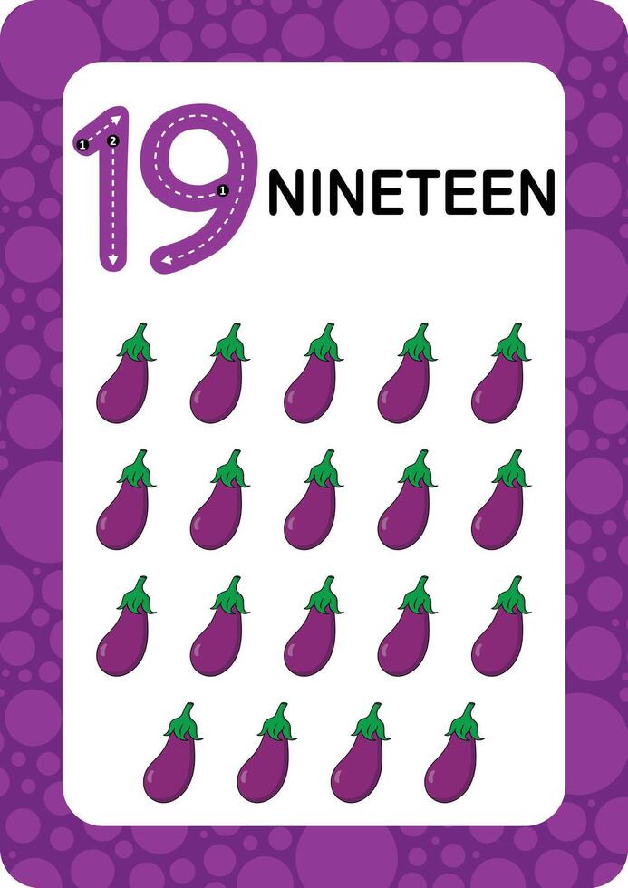 Numbers Flashcards. Number Seventeen Educational math card for children. Learn Counting numbers ...