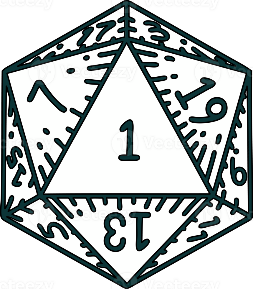 Retro Tattoo Style natural 1 D20 dice roll icon 40838204 PNG Retro Tattoo Style natural 1 D20 dice roll icon 40838204 PNG