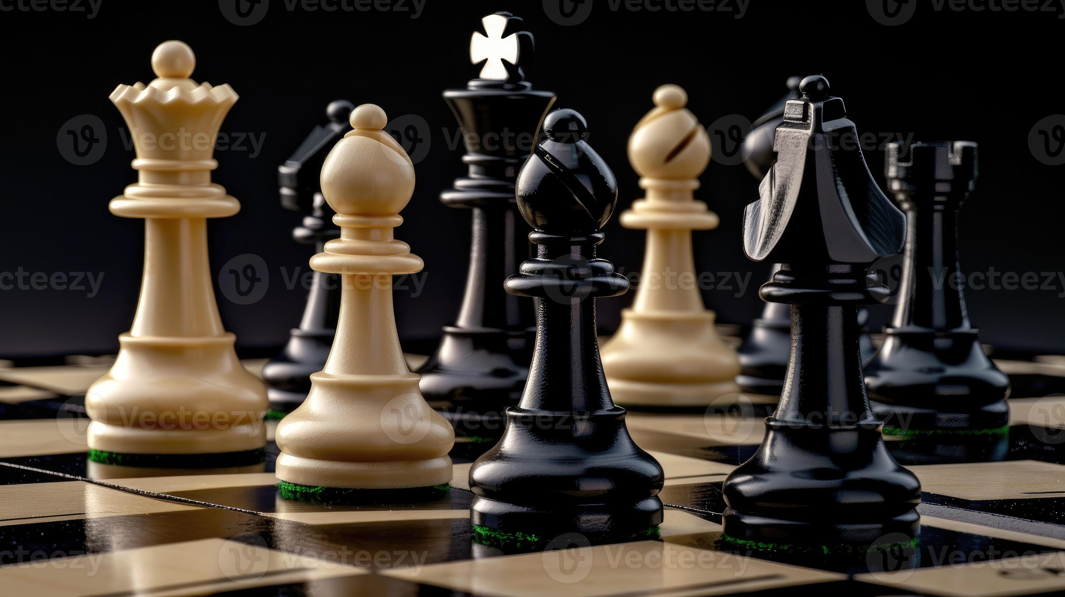 AI generated Chess pieces on the chessboard. Strategic and skillful ...