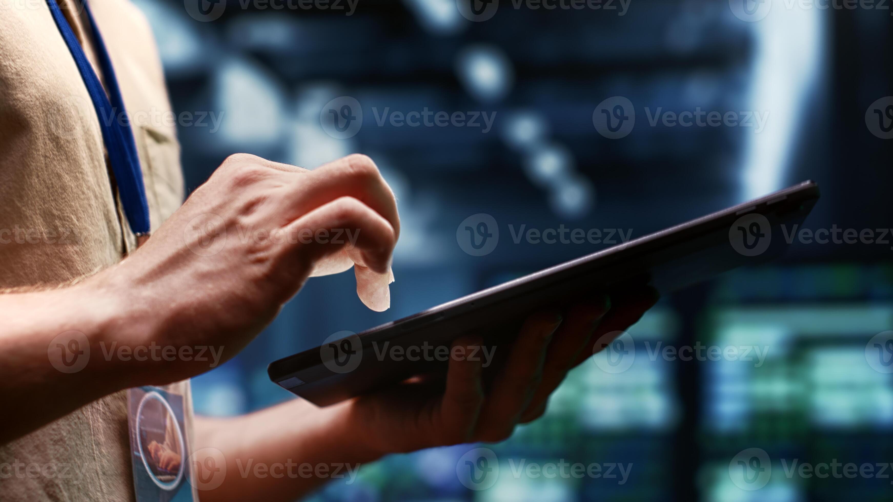 System Administrator Checking Energy Efficient Supercomputers Using Renewable Sources To