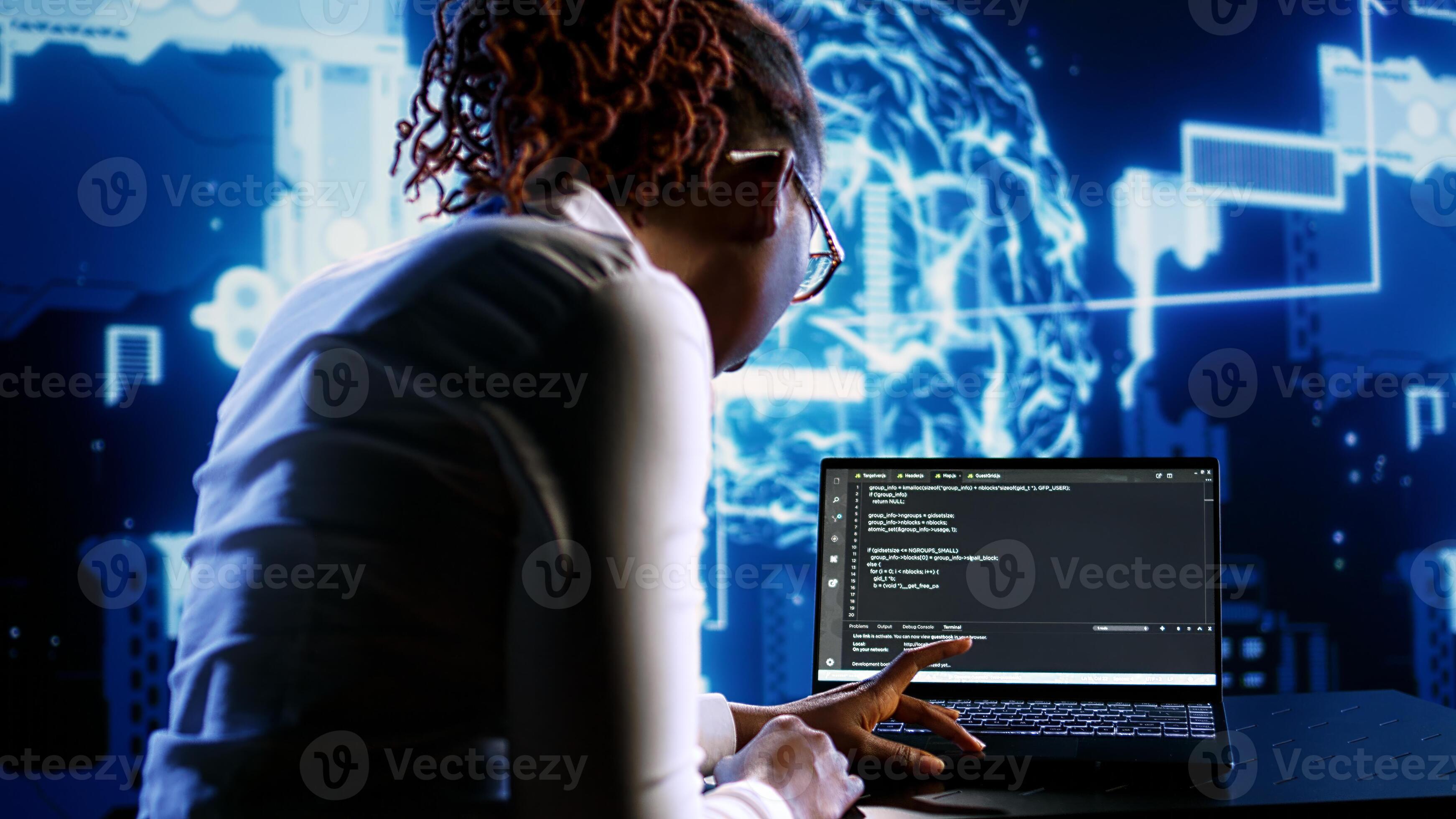 Ai Cloud Computing Business Executive Programming Scripts For Ai Machine Learning Hardworking