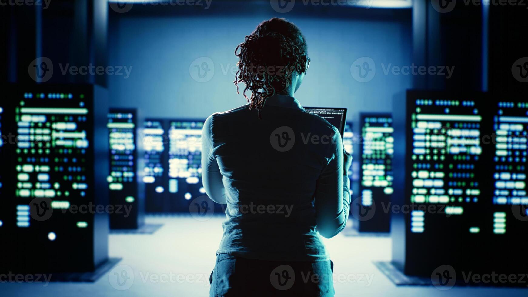 Skillful Employee Running Code On Tablet Troubleshooting And Upgrading High Tech Workspace