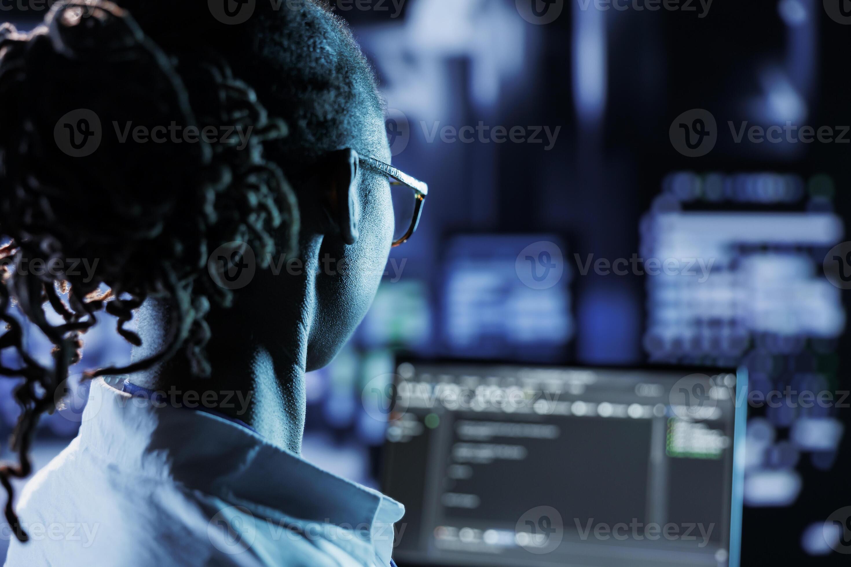 Trained Admin Running Code And Programming On Laptop Troubleshooting And Upgrading High Tech