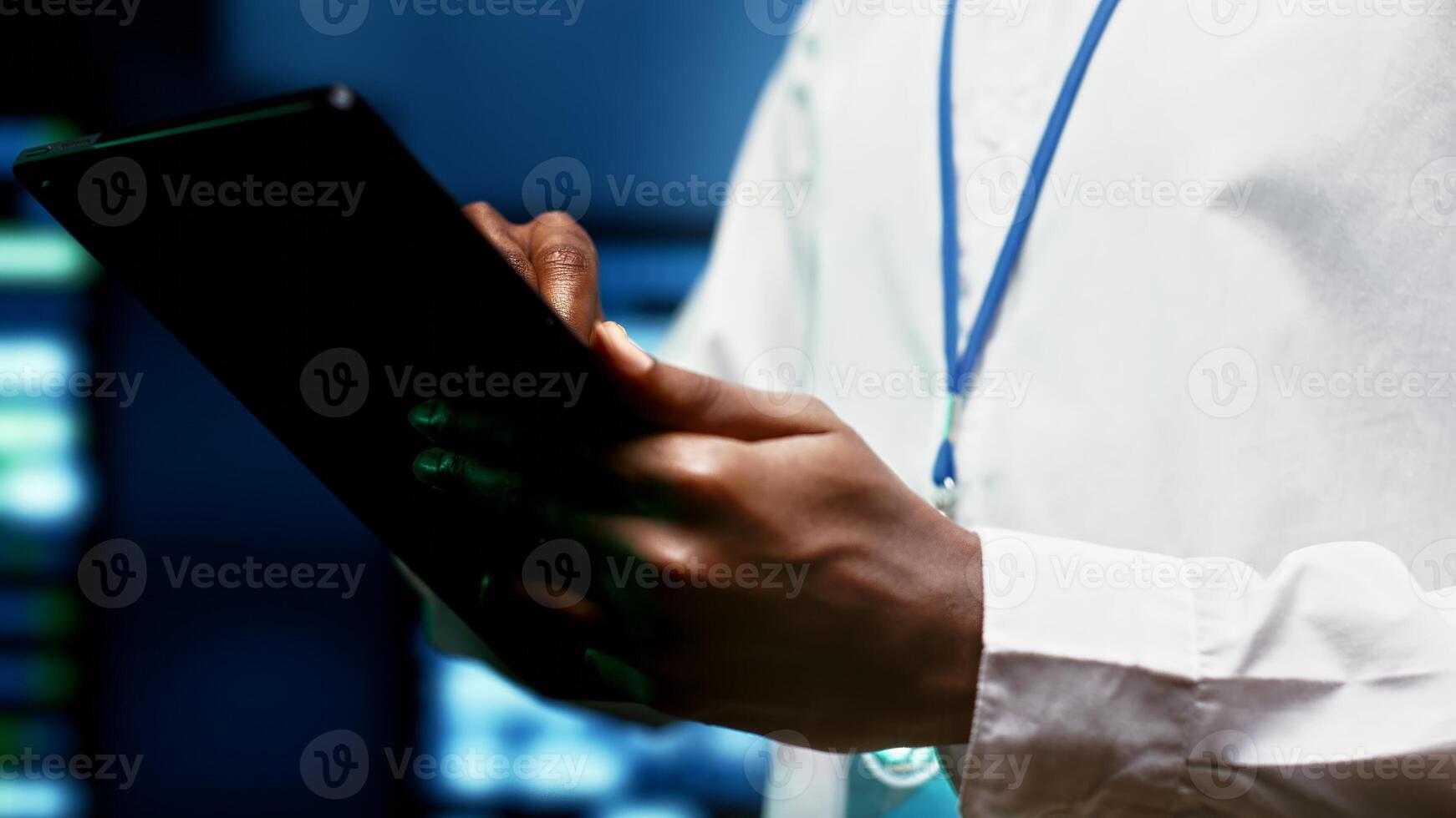It Programmer Using Tablet To Monitor Supercomputer Hub Security Features Protecting Against