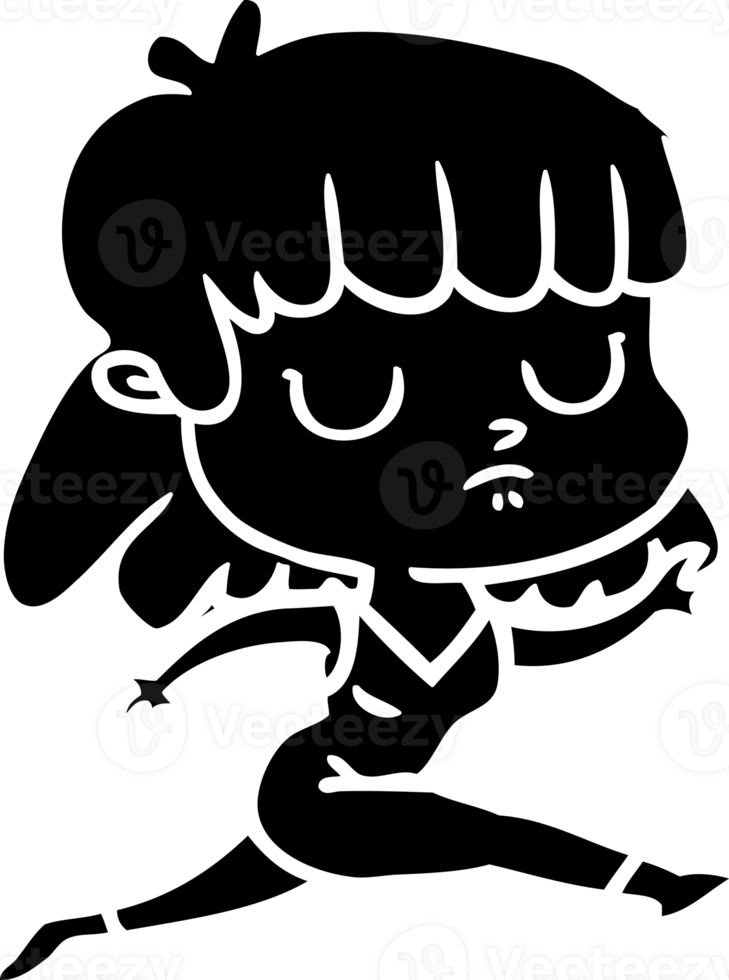 cartoon indifferent woman running solid black icon 40883774 PNG