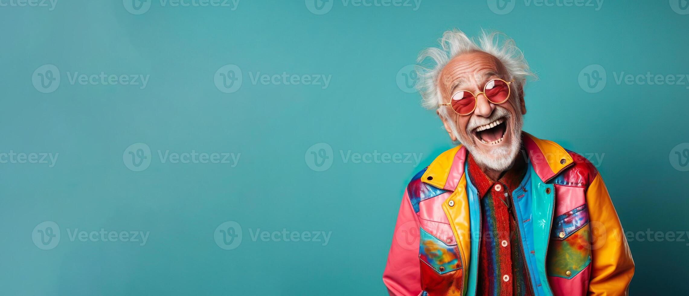 AI generated Happy laughing funny man of old senior age. Elderly person ...