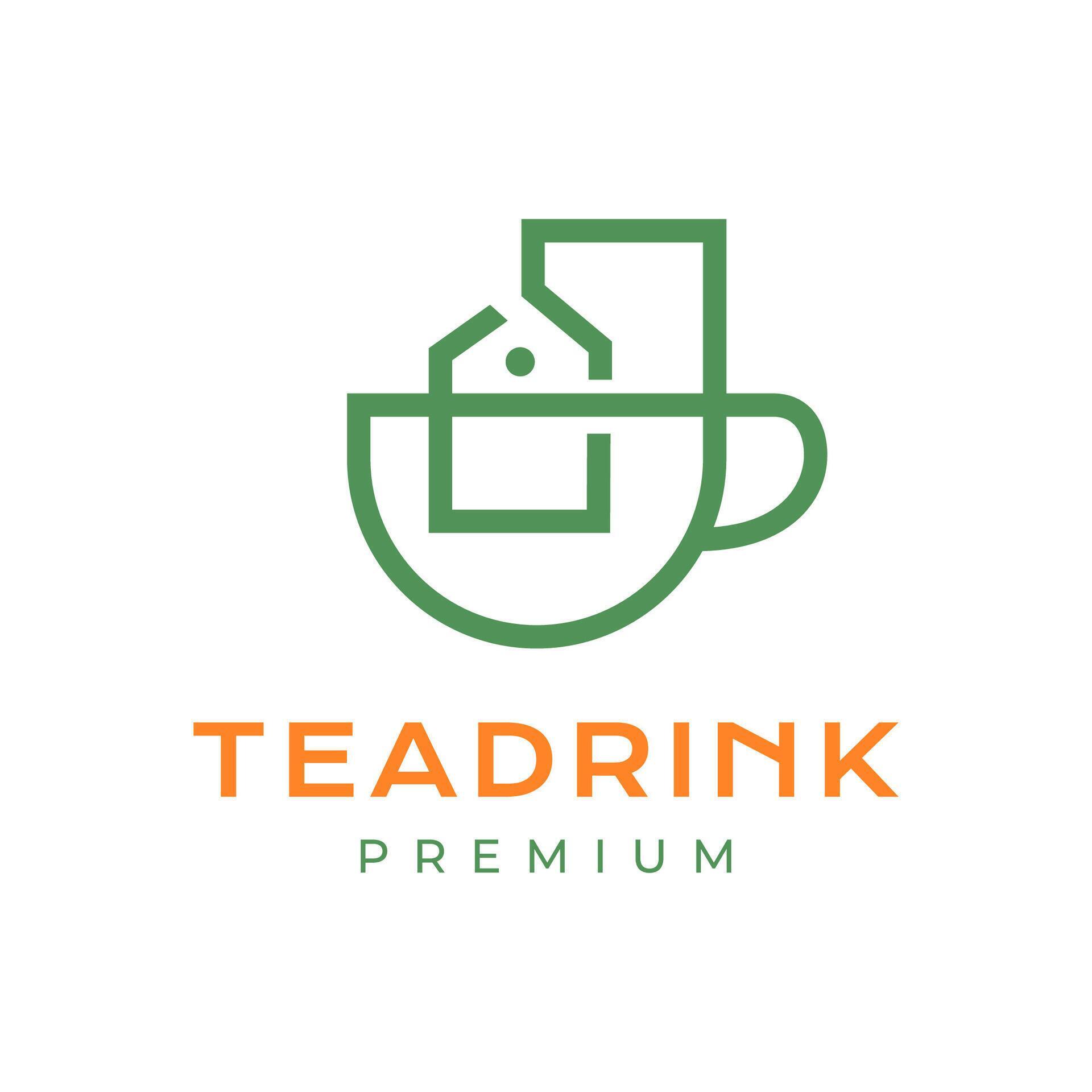 Tea Drink Warm Relax Thinking Modern Minimal Geometric Line Style Simple Logo Design Vector Icon