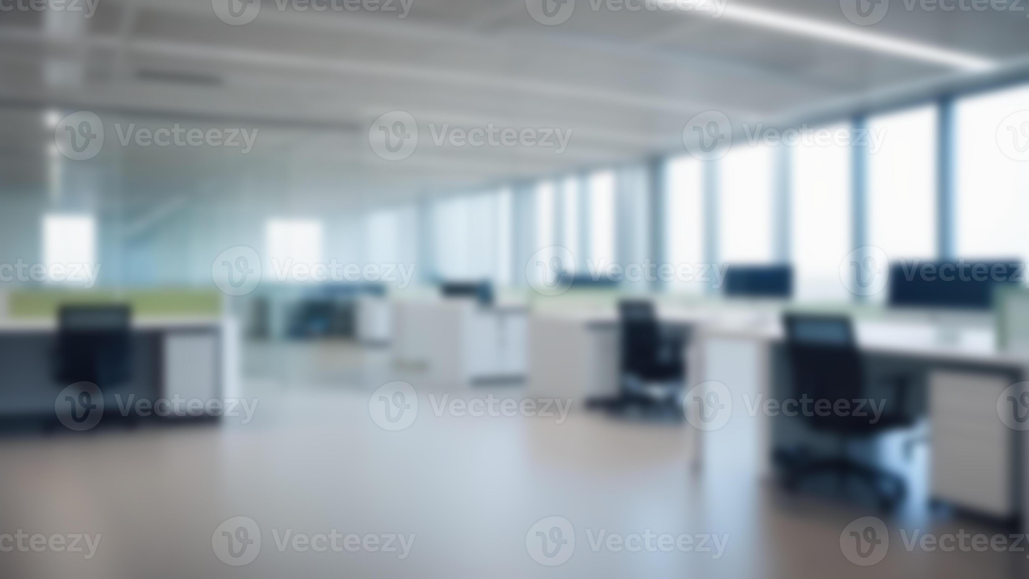 AI generated Open office space with tables and chairs, blurred ...