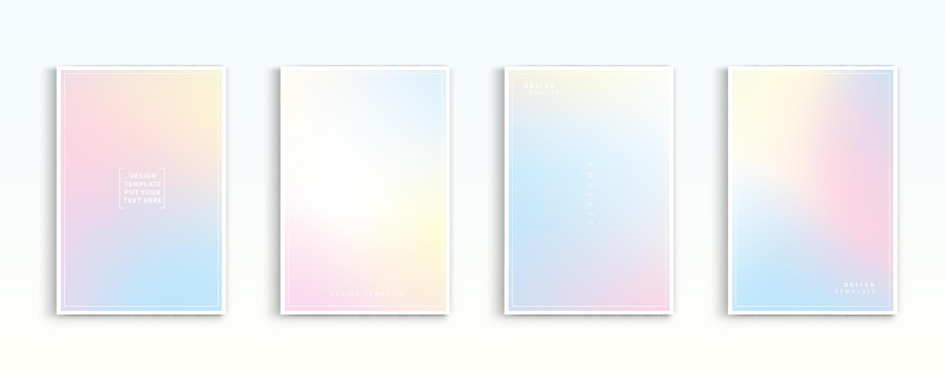Pastel gradient backgrounds vector set. soft tender yellow, pink, white ...