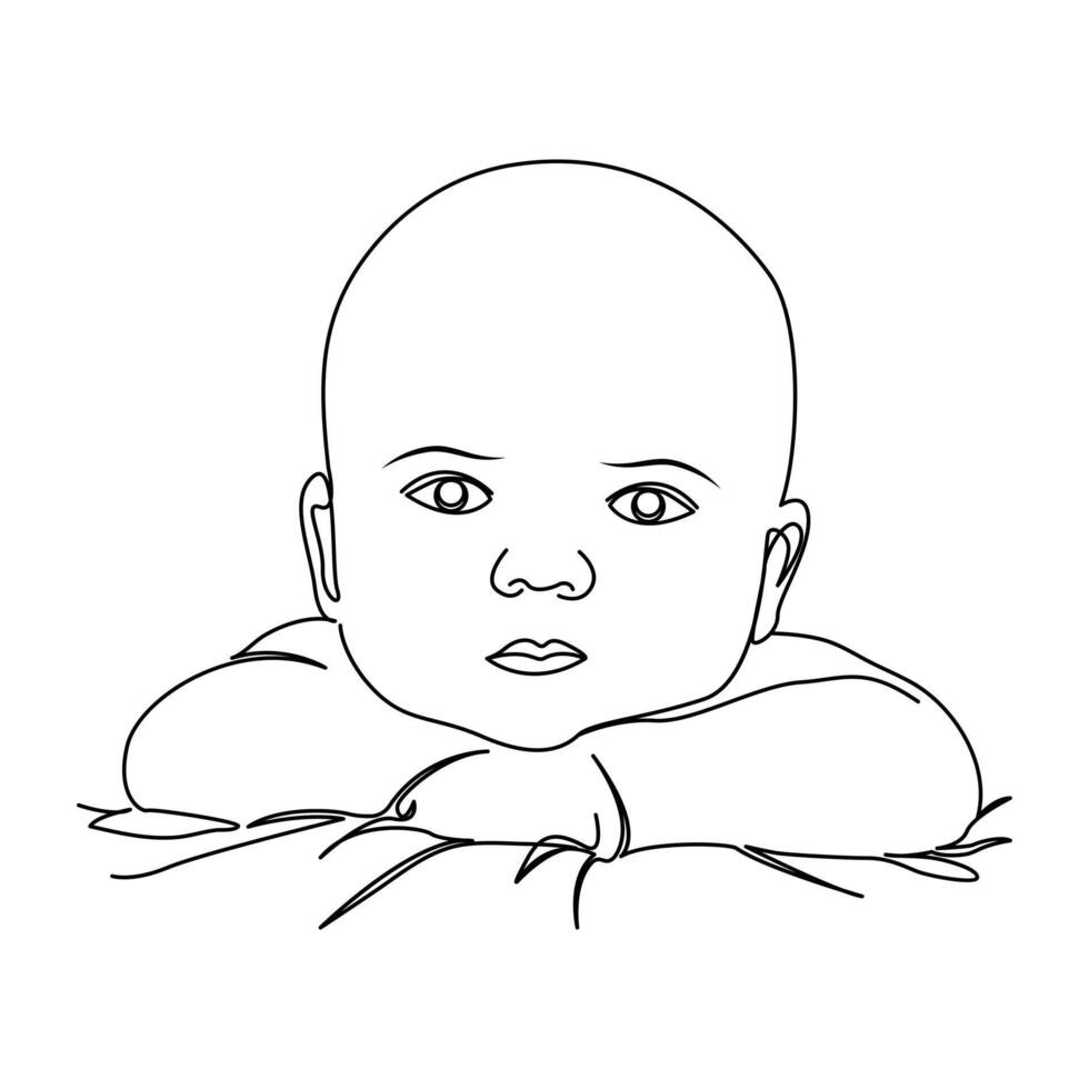 Continuous line drawing of Cute little baby vector illustration design ...