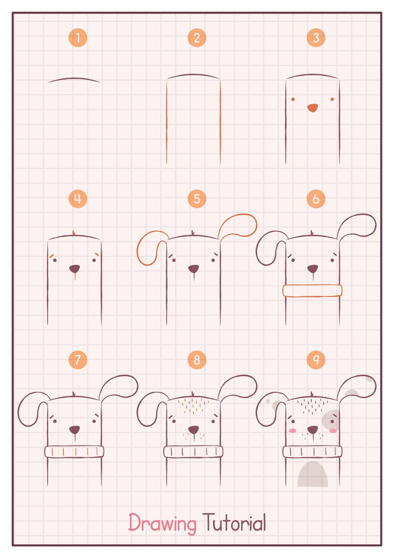 How to Draw a Dog. Step by Step Drawing Tutorial. Draw Guide. Simple ...