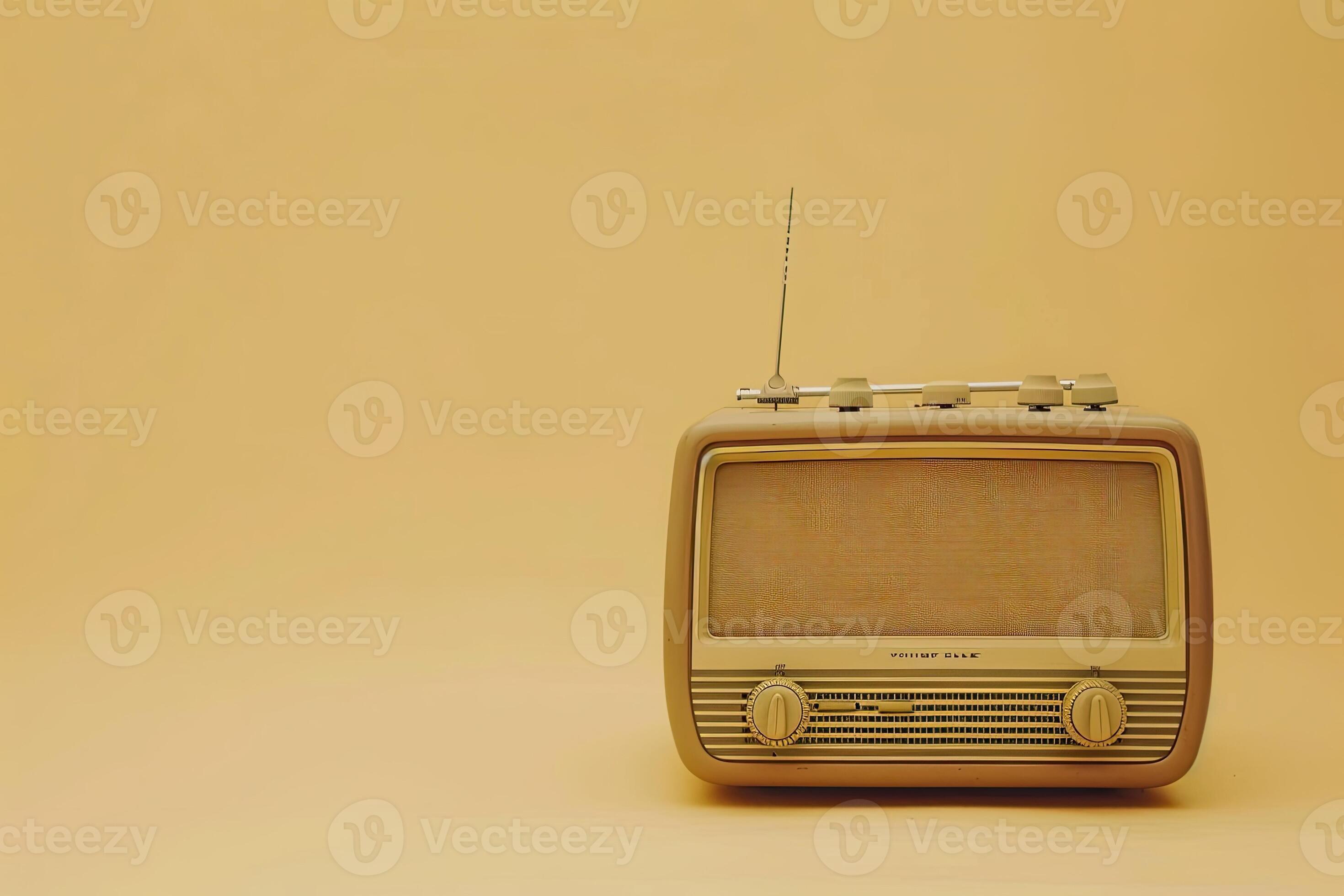 AI generated retro radio on pastel background, music recorder ...