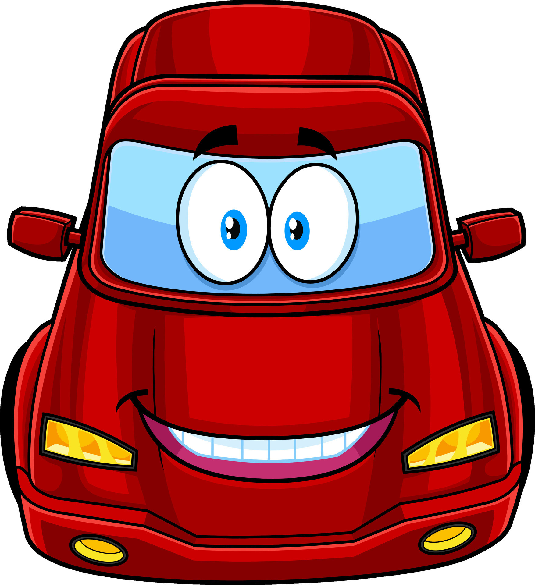 Smiling Cute Car Cartoon Character. Vector Hand Drawn Illustration ...