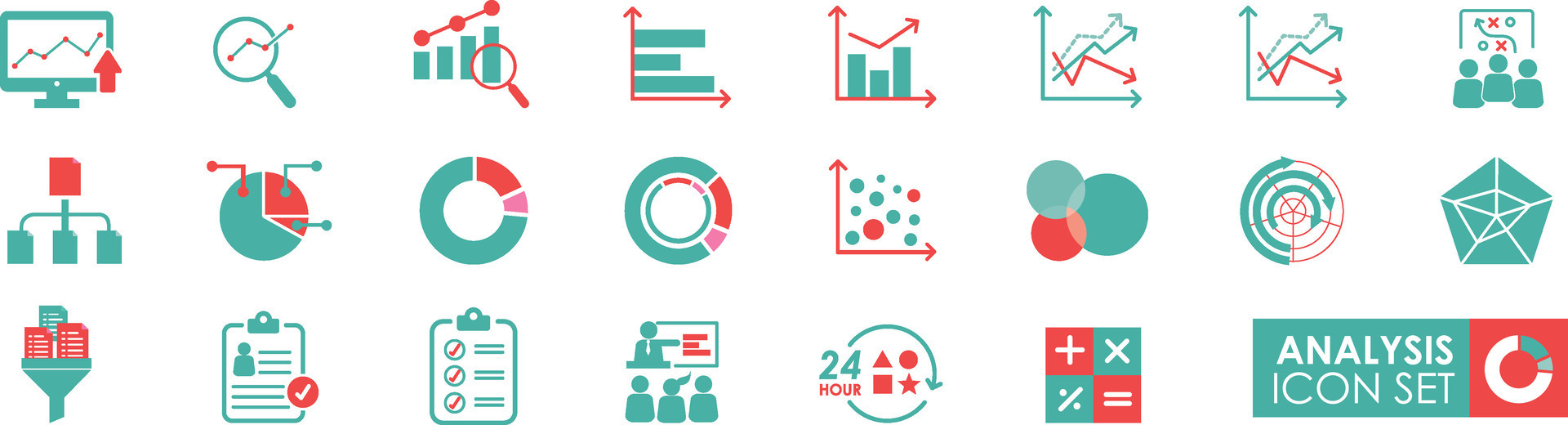 Analytics Solid icons vector collection. It contains Containing ...