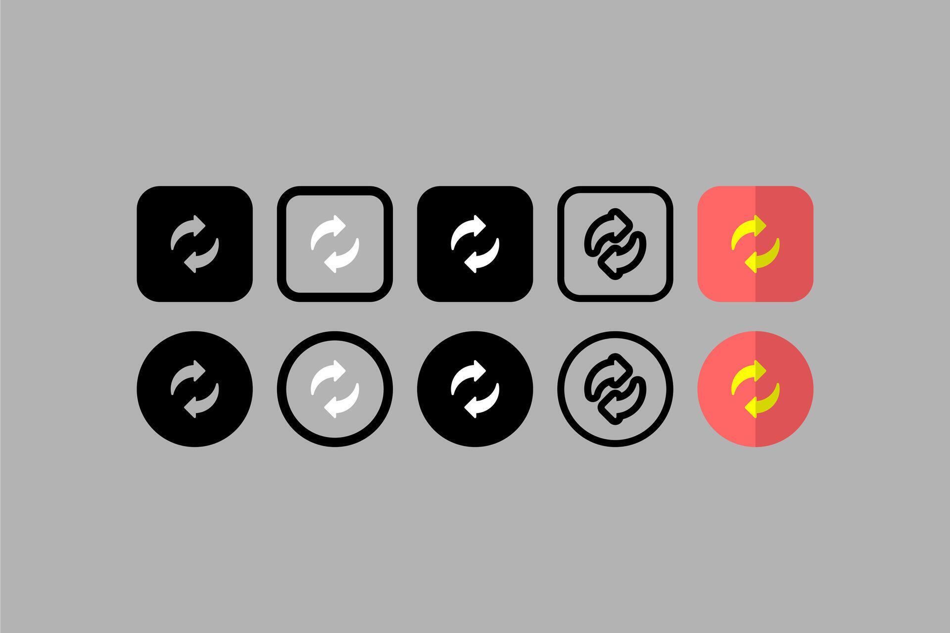 Set of vector ui design icons arrows replace reload gray background ...