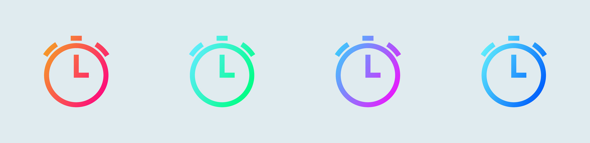 Alarm Line Icon In Gradient Colors Timer Signs Vector Illustration