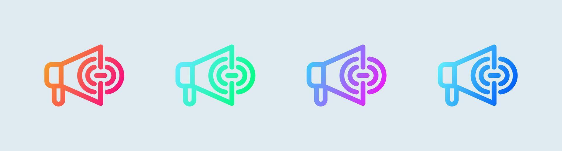 Broadcast Line Icon In Gradient Colors Megaphone Signs Vector