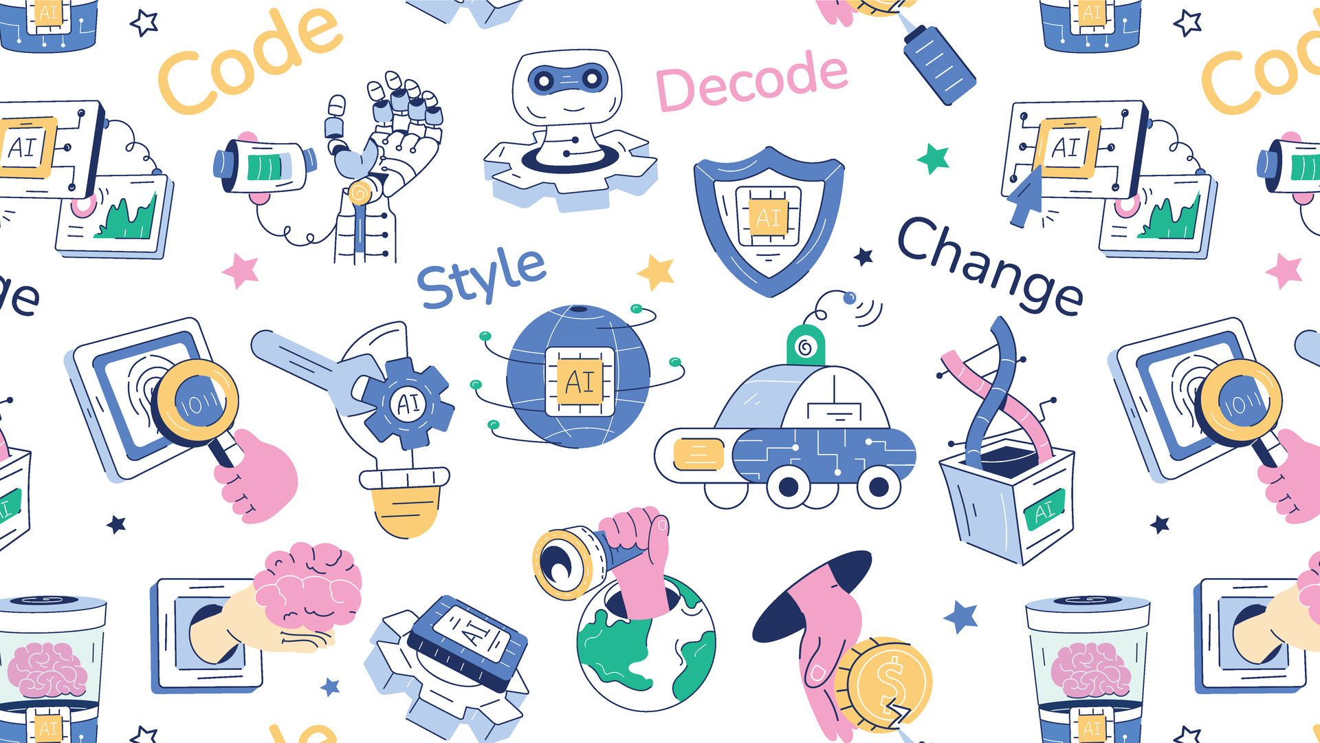 A doodle vector symbolizing various elements of machine learning and ...