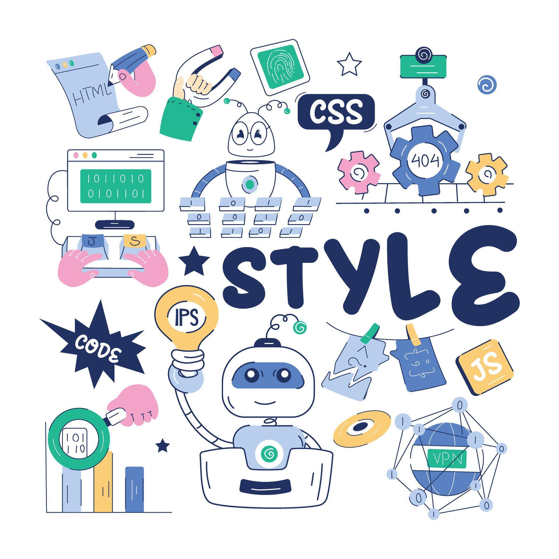 A hand drawn seamless pattern with web development concepts 40979806 ...