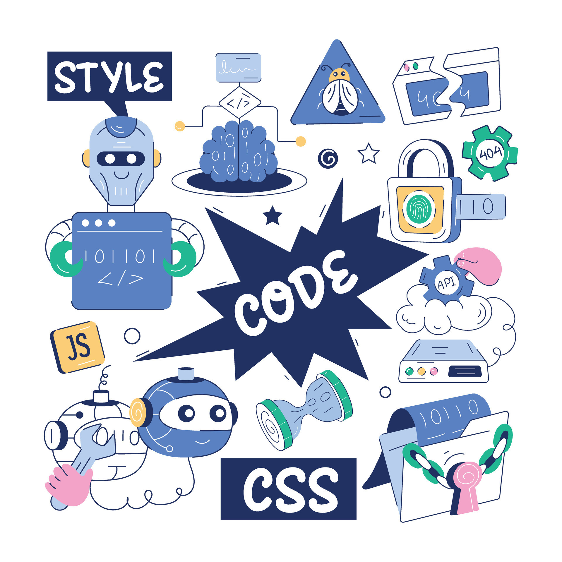 Web Programming Seamless Pattern With Coding And Development Elements