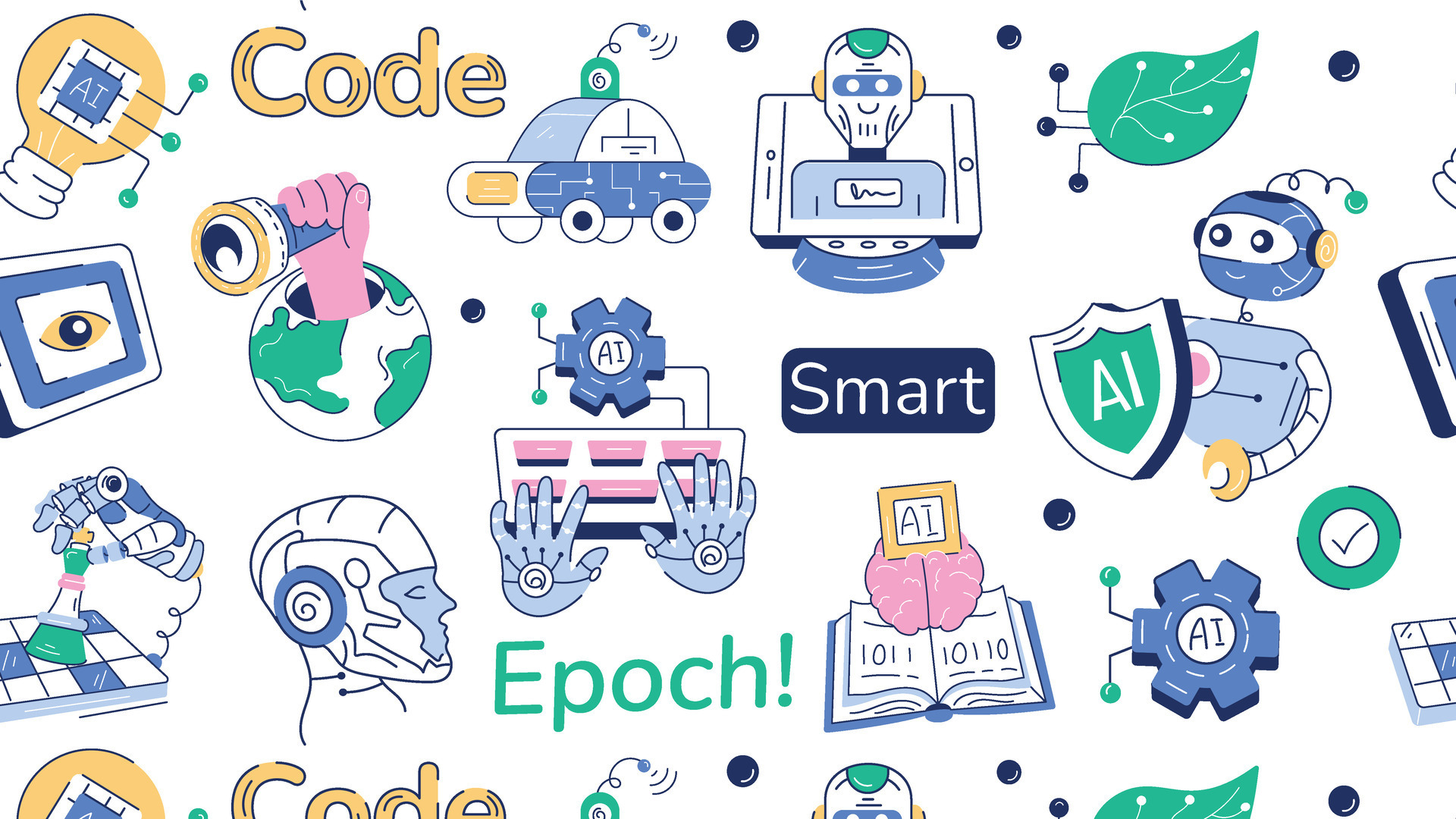 A doodle vector symbolizing various elements of machine learning and ...