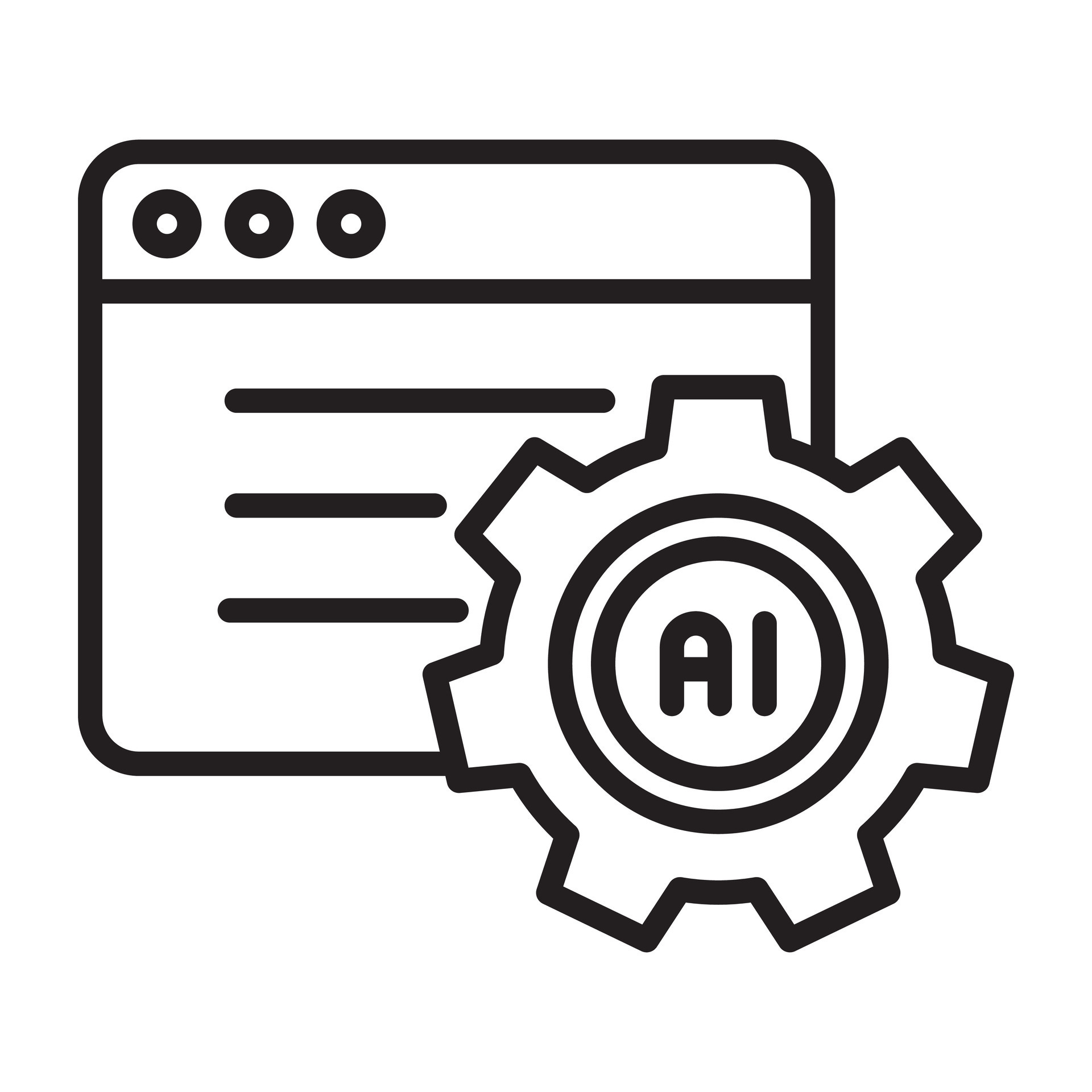 Web browser with ai artificial intelligence icon. 40981147 Vector Art ...