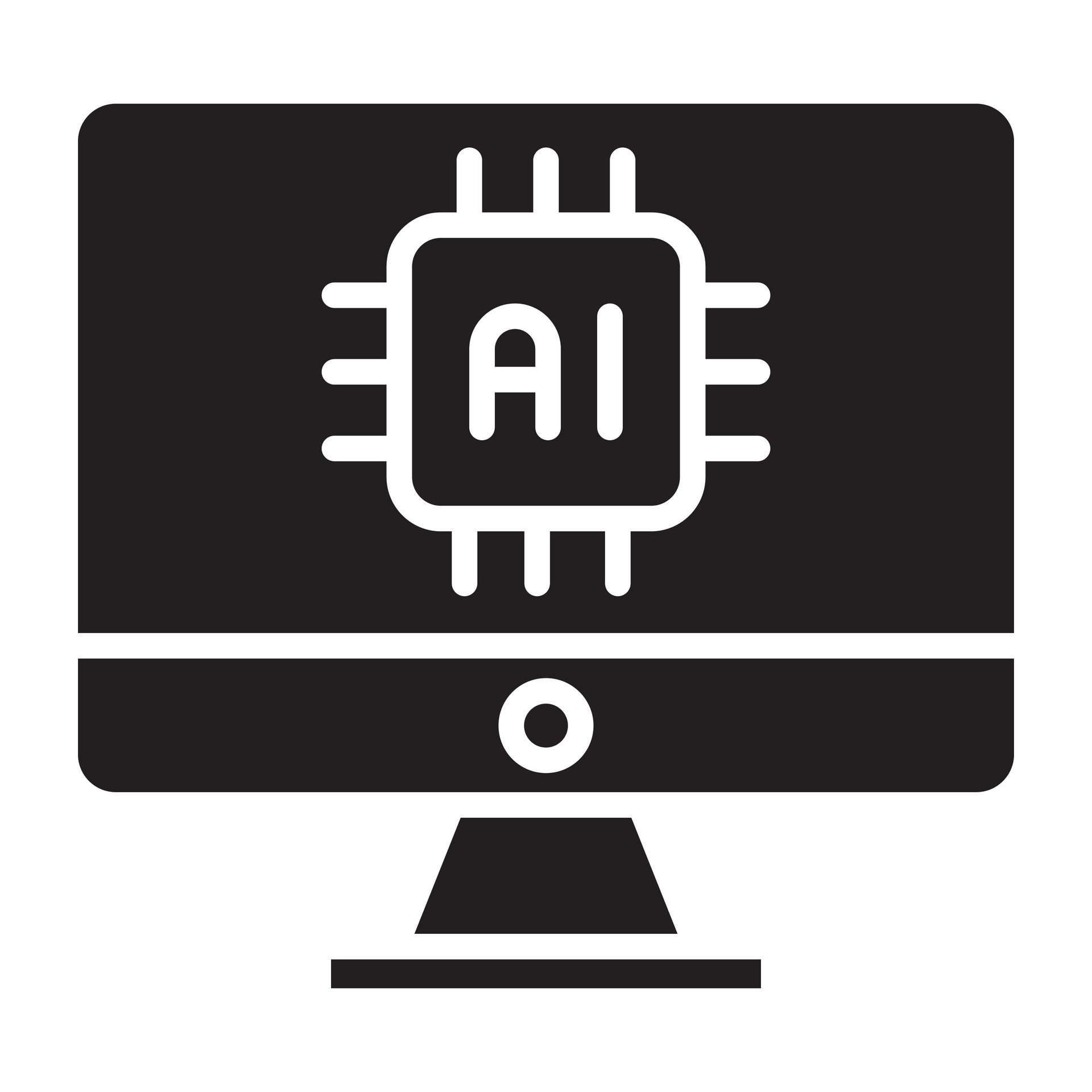 computer with ai artificial intelligence icon 40981162 Vector Art at ...