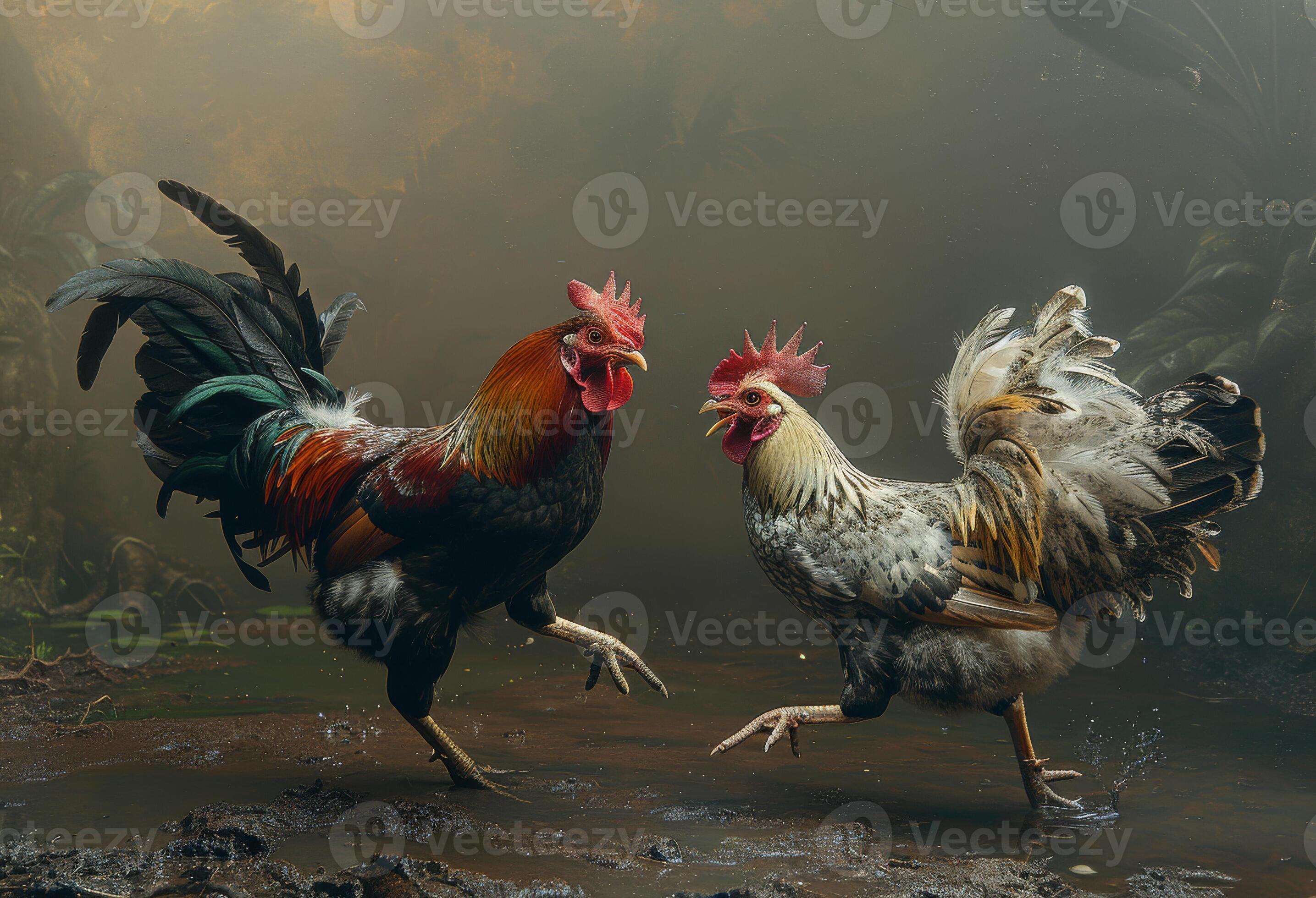 AI generated Two roosters fighting in the farm 40988611 Stock Photo at Vecteezy