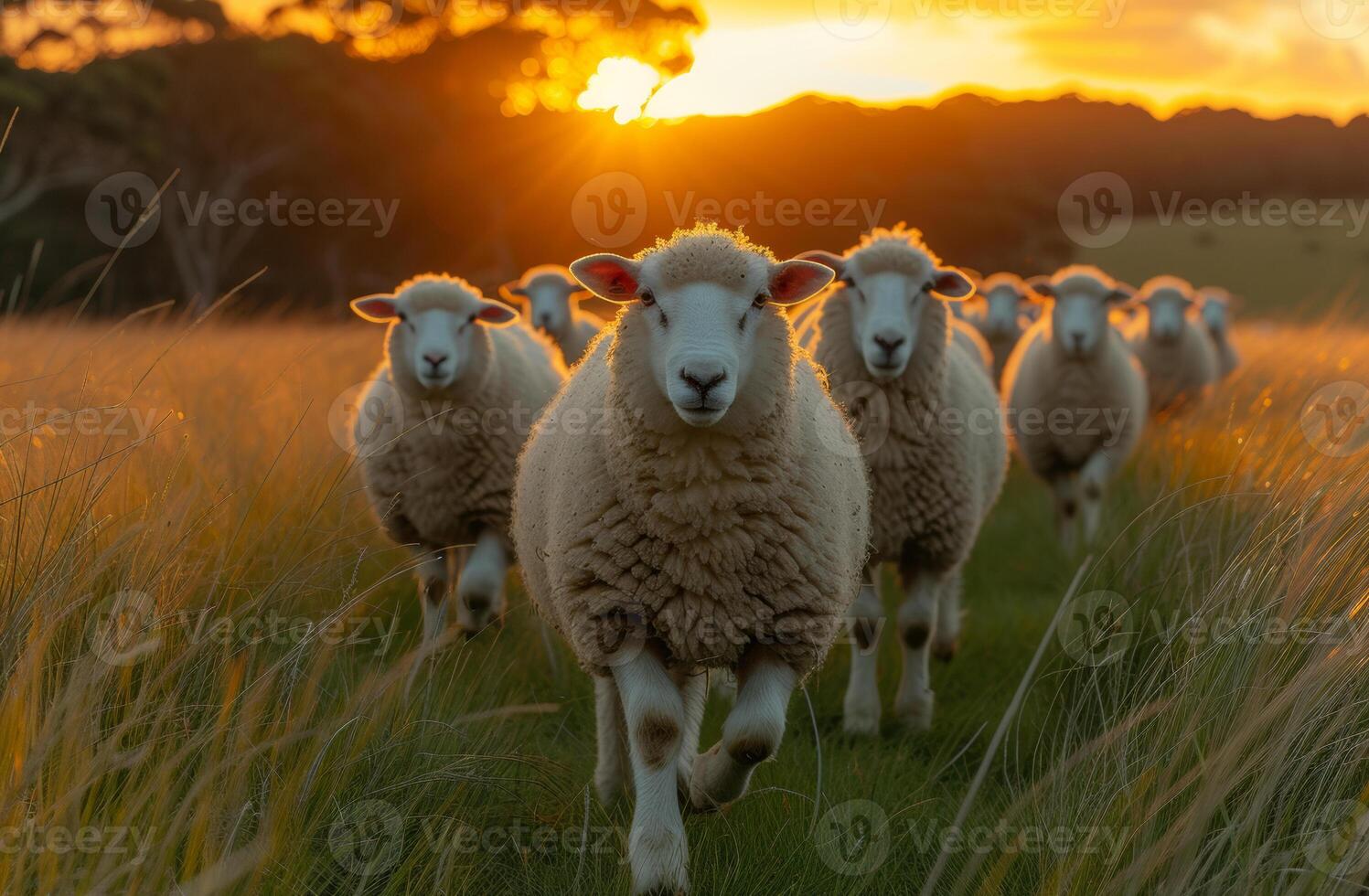AI generated Sheep running in field at sunset 40988829 Stock Photo at ... AI generated Sheep running in field at sunset 40988829 Stock Photo at ...
