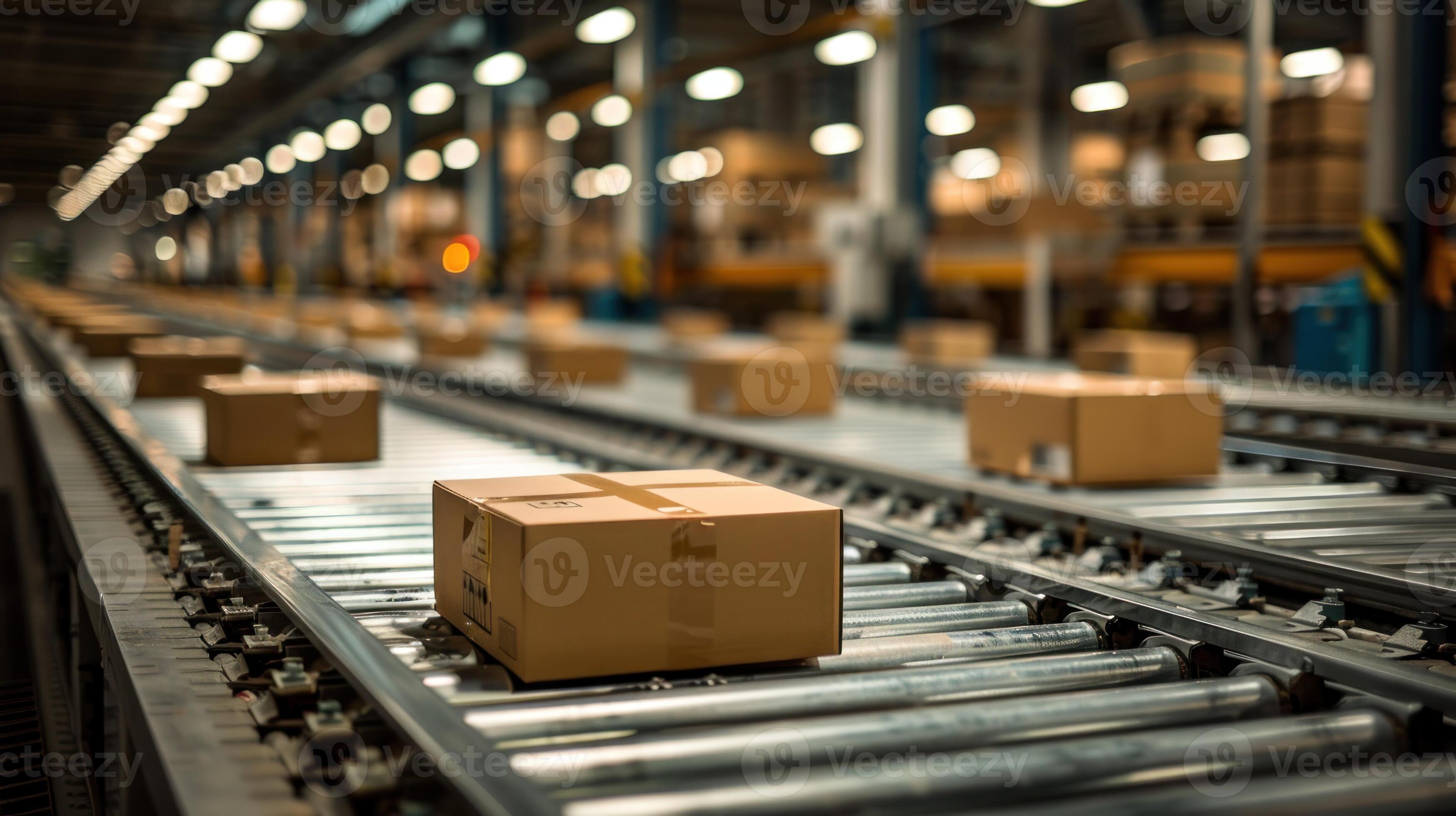 AI generated Products transition seamlessly from production to distribution on the factory floor ...