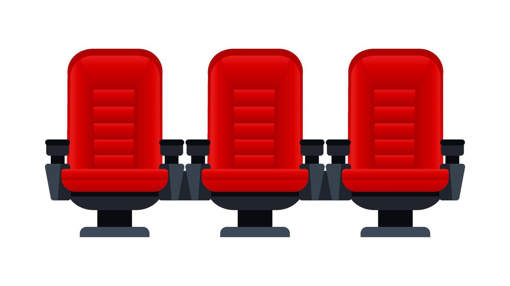Red movie theater seats for comfortable watching film. Cinema chair. Vector illustration ...