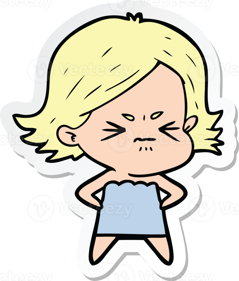 pegatina de una chica enojada de dibujos animados 41006856 PNG pegatina de una chica enojada de dibujos animados 41006856 PNG