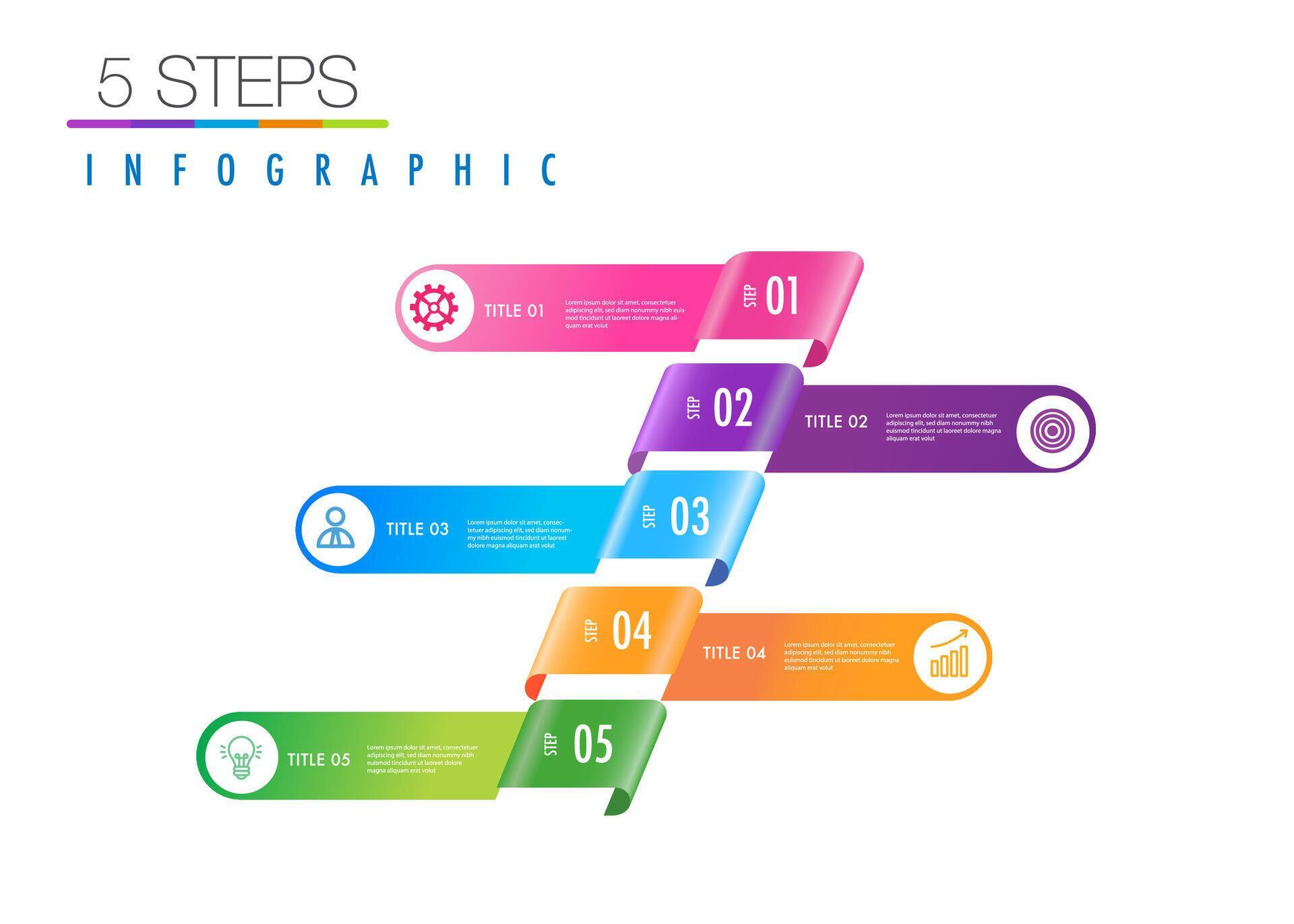 infographic template 5 step for business direction, marketing strategy ...
