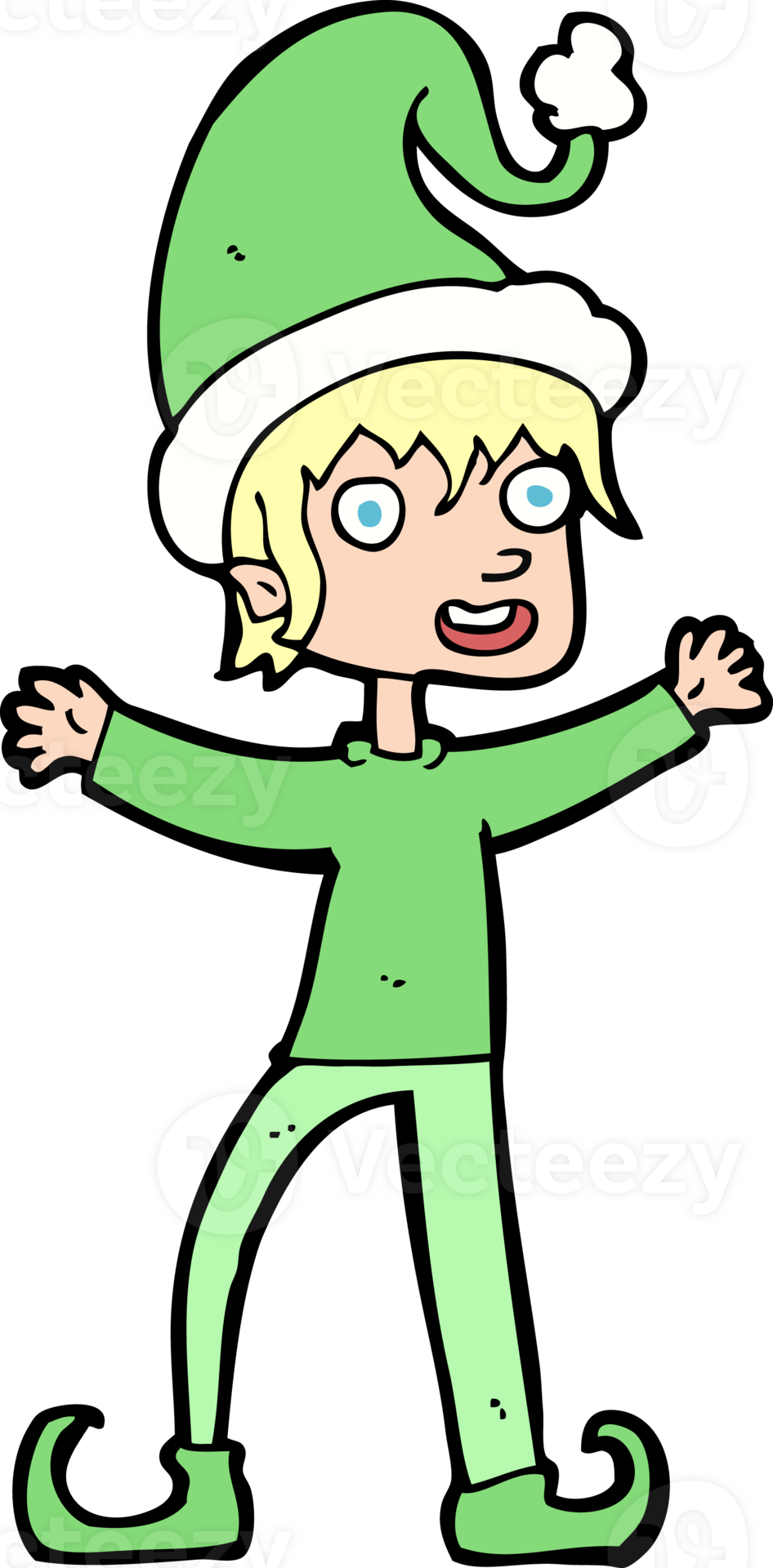 cartoon excited christmas elf 41007029 PNG