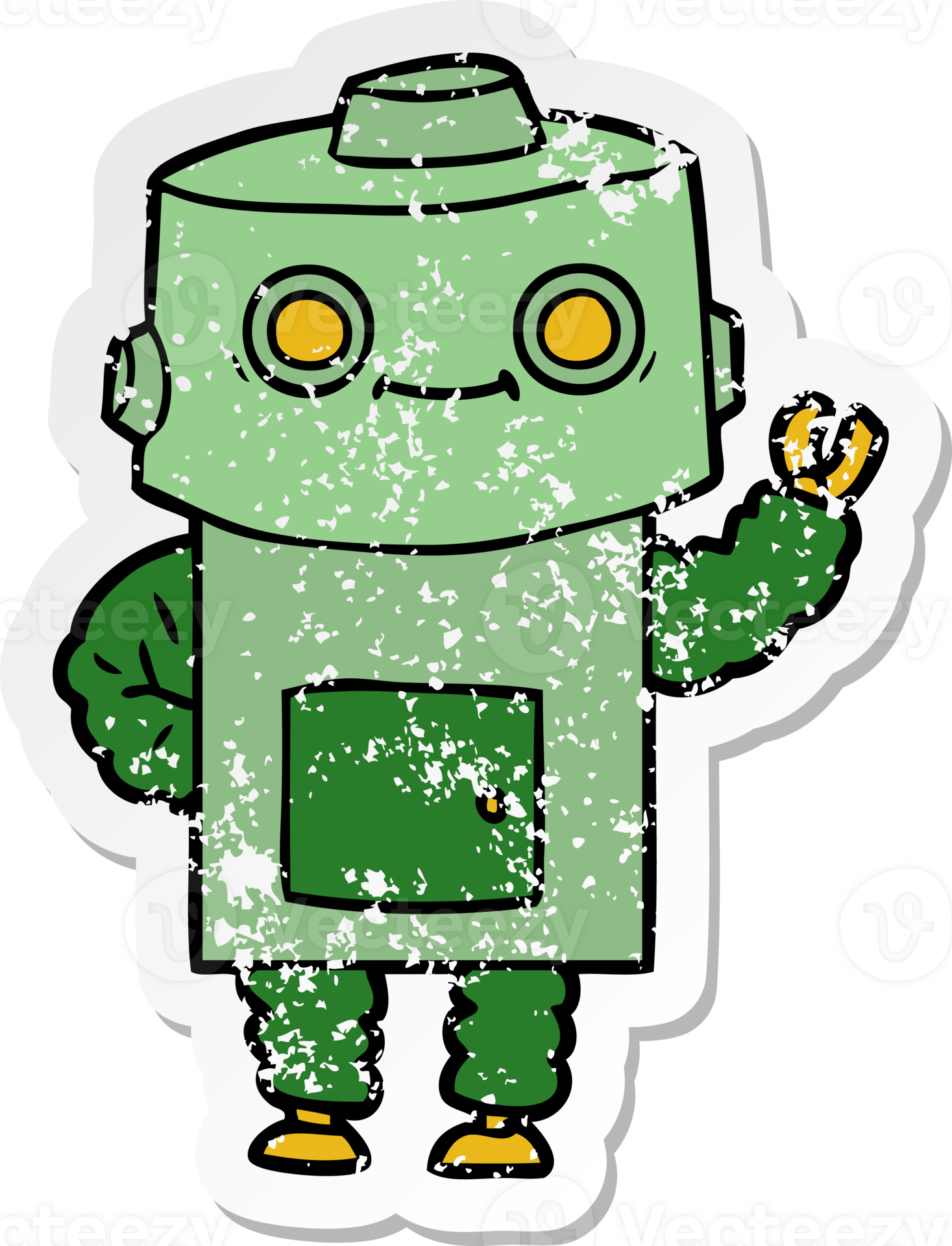 distressed sticker of a cartoon robot 41007260 PNG