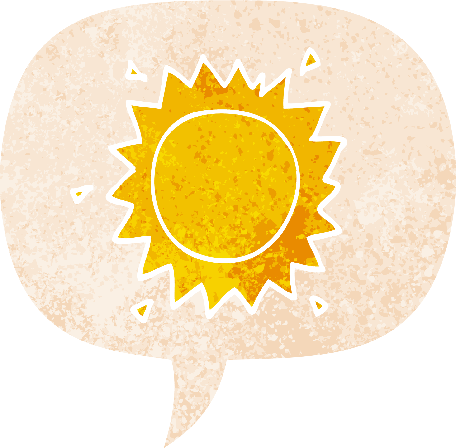 dessin animé Soleil avec discours bulle dans grunge affligé rétro texturé style 41007322 PNG