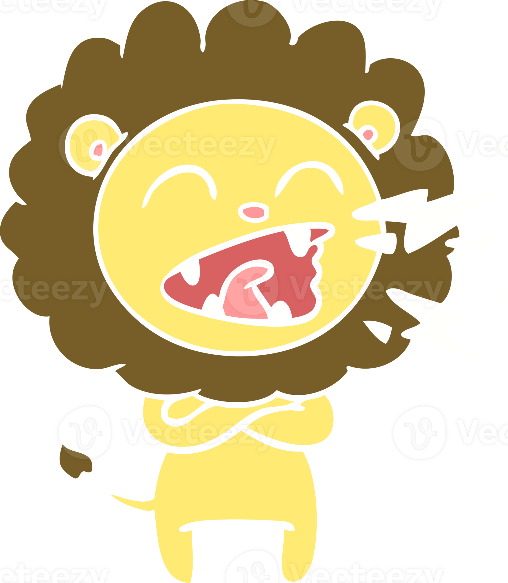 flat color style cartoon roaring lion 41007595 PNG