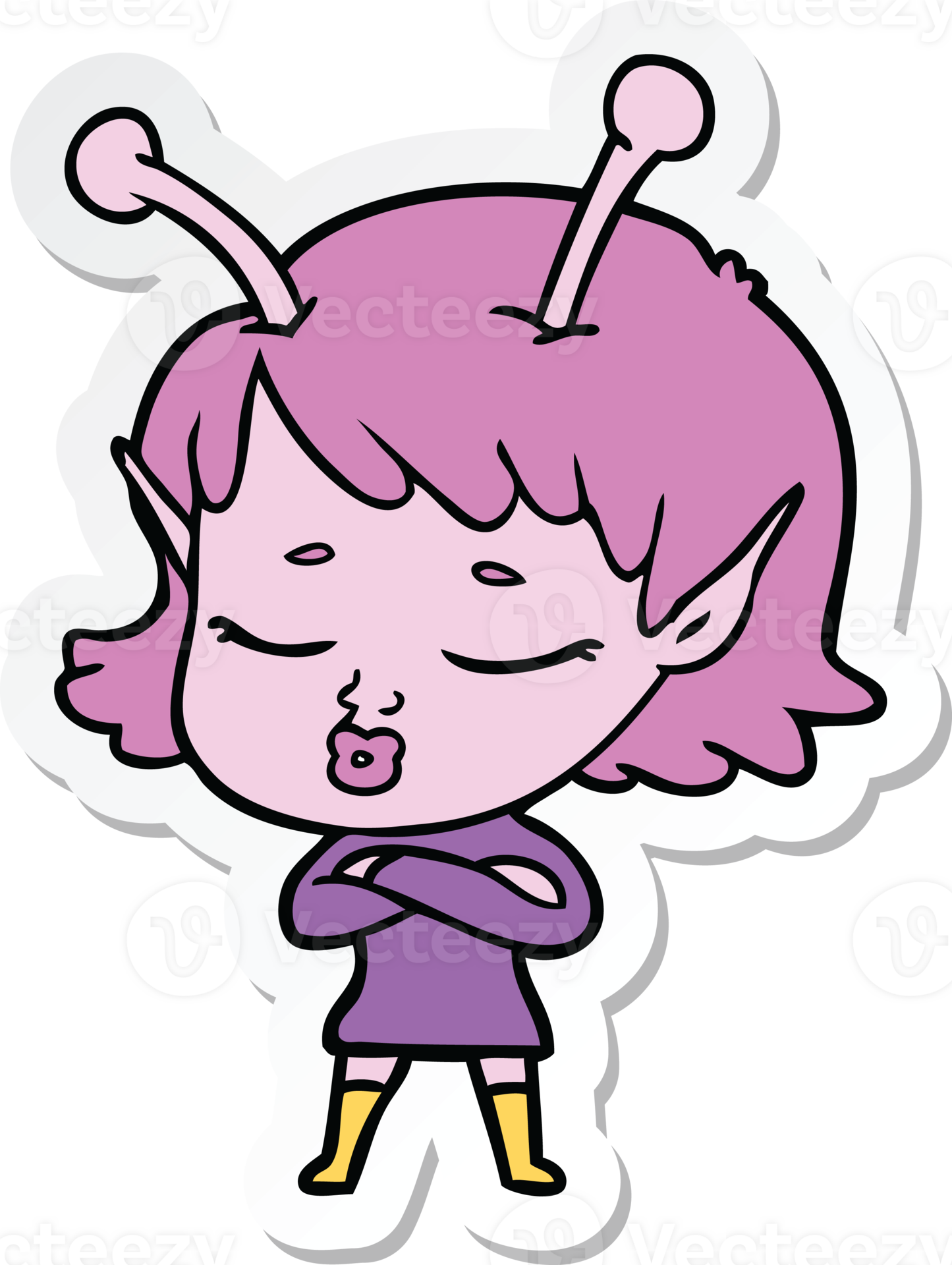 sticker of a cute alien girl cartoon 41007714 PNG
