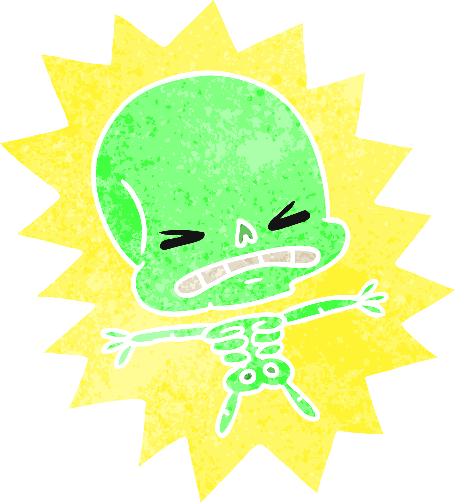 Hand Drawn Retro Cartoon Of A Scary Skeleton 41012719 Png