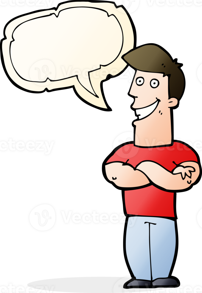 Cartoon Grinning Man With Speech Bubble 41012793 Png